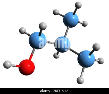 3D image of Propanol skeletal formula - molecular chemical structure of ...