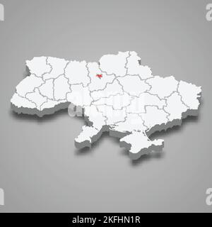 Kyiv Oblast. Region location within Ukraine 3d isometric map Stock ...