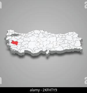 3d isometric map of Manisa is a province of Turkey, vector illustration ...