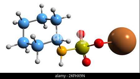 3D image of Cyclamate skeletal formula - molecular chemical structure ...