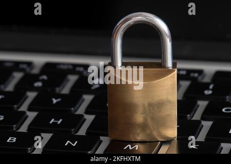 Internet and computer security represented by a closed padlock over a keyboard Stock Photo - Alamy