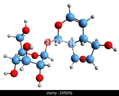 3D image of Geraniol skeletal formula - molecular chemical structure of ...
