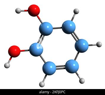 3D image of Catechol skeletal formula - molecular chemical structure of ...
