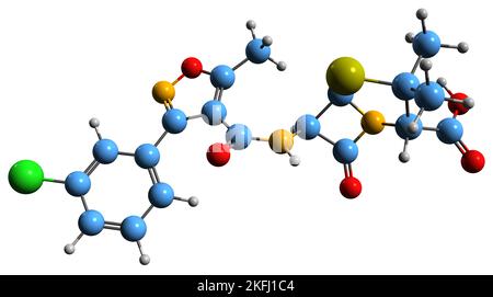 Penicillin, antibiotic drug, Structural chemical formula on a white ...