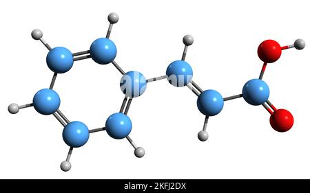 3D image of Cinnamic acid skeletal formula - molecular chemical ...
