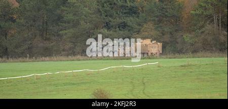 British army MAN SVR (Support Vehicle Recovery) 8x8 truck towing a ...