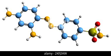3D image of Prontosil skeletal formula - molecular chemical structure ...