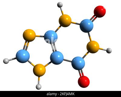 3D image of Hypoxanthine skeletal formula - molecular chemical ...