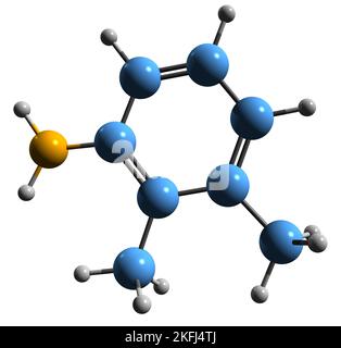 3D image of Xylene skeletal formula - molecular chemical structure of ...