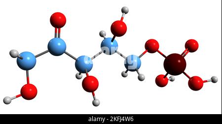 3D image of Ribulose 5-phosphate skeletal formula - molecular chemical ...