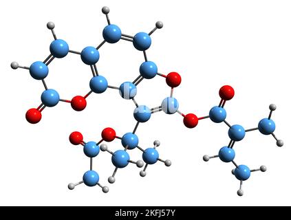 3D image of Furan skeletal formula - molecular chemical structure of ...