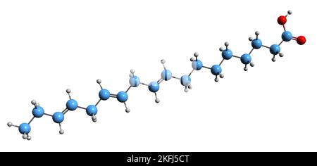 Alpha-linolenic acid, ALA molecule. Carboxylic, polyunsaturated omega-3 ...