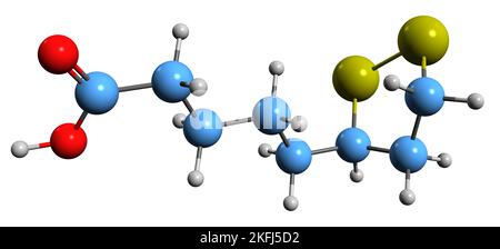 3D image of Caprylic acid skeletal formula - molecular chemical ...