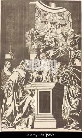 Drawings and Prints, Print, Four Saints Adoring Christ Crucified on the ...