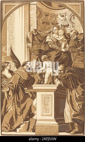 Drawings and Prints, Print, Four Saints Adoring Christ Crucified on the ...