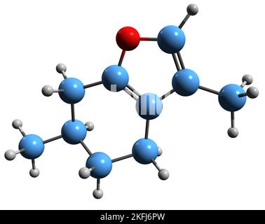 3D image of Pulegone skeletal formula - molecular chemical structure of ...
