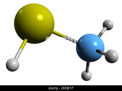 3D image of Methanethiol skeletal formula - molecular chemical ...