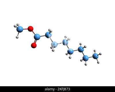 3D image of Caprylic acid skeletal formula - molecular chemical ...