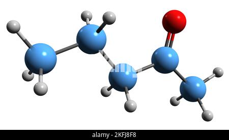 3D image of Pentanone skeletal formula - molecular chemical structure ...