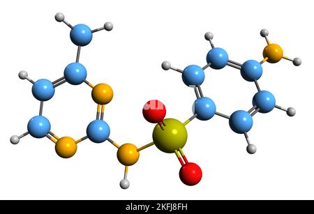 3D image of Sulfamerazine skeletal formula - molecular chemical ...