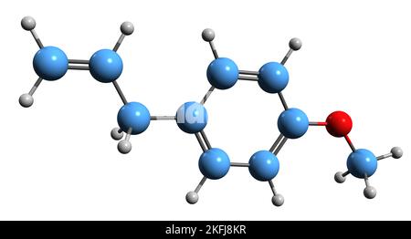 3D image of Estragole skeletal formula - molecular chemical structure ...