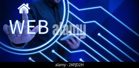 Sign displaying Web. Concept meaning a system of Internet servers that ...