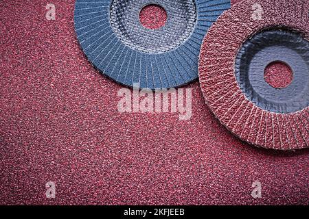 Flap grinding wheels on sandpaper sheet abrasive materials Stock Photo ...