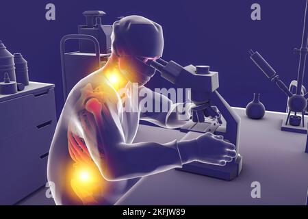 Musculoskeletal disorders in lab workers, illustration Stock Photo - Alamy