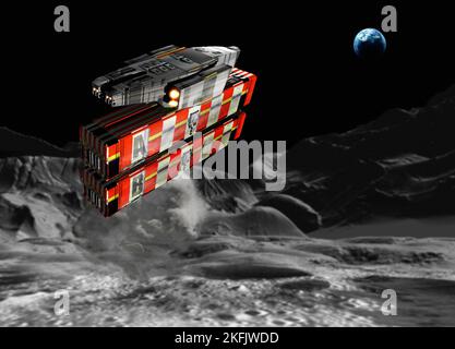Moon mining cargo vehicle, conceptual illustration Stock Photo - Alamy