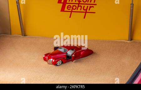 Red custom Lincoln-Zephyr at the Cooly Rocks On retro festival at ...