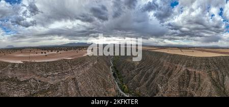 panorama landscape view of the Gorafe desert and red clay canyons in ...