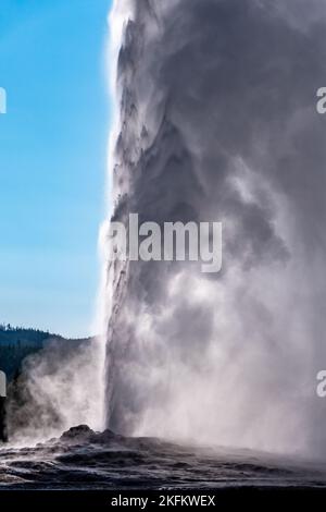 The most famous Geyser Old Faithful exploding, Yellowstone National ...