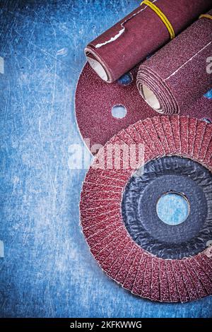 Abrasive flap wheel grinding disc emery paper rolls on metallic ...