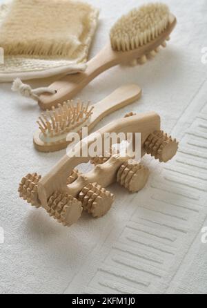 Collection of bathing accessories Stock Photo - Alamy