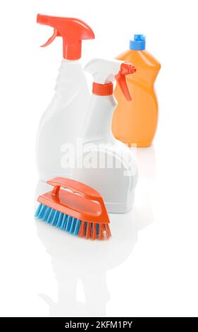 composition of three cleaner isolated Stock Photo - Alamy