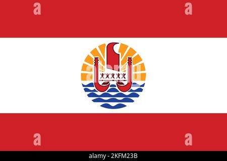 National flag of French Polynesia with correct proportions, element ...