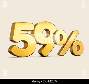 59% discount, 59 percent discount as a 3D illustration, 3D rendering ...
