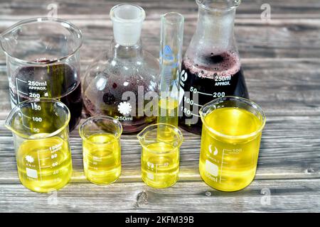 Cairo, Egypt, October 18 2022: A laboratory set of glassware of ...