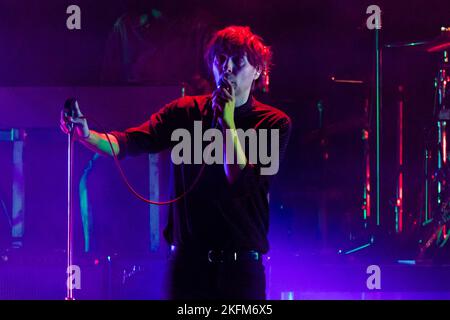 Thomas Mars of French pop rock band Phoenix performs live at Alcatraz ...