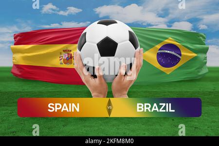 Spain vs Brazil national teams soccer football match competition ...