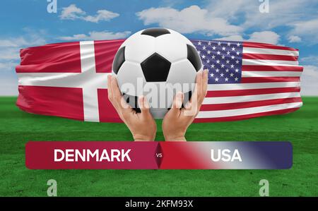Denmark vs USA national teams soccer football match competition concept ...