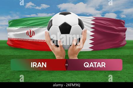 Iran vs Qatar national teams soccer football match competition concept ...