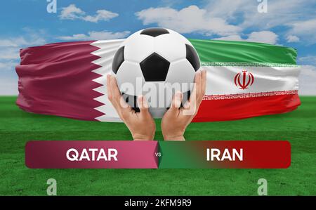 Iran vs Qatar national teams soccer football match competition concept ...