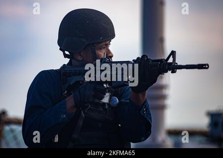 Quartermaster Seaman Shakeem Samuels, assigned to the Arleigh Burke ...