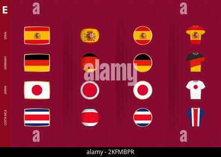 Collection football ball with the Japan flag. Soccer equipment mockup ...