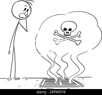 Toxic Smell Coming from Sewerage, Pollution and Water Treatment, Vector ...