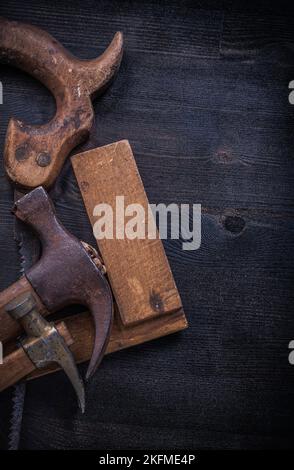 Set of vintage claw hammer square ruler and surface gage Stock Photo ...