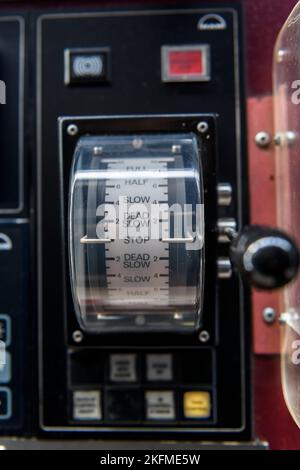 The Modern Ship’s Bridge control console with navigational equipment of ...