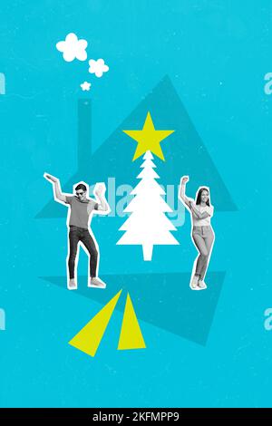 Vertical creative collage illustration of funny carefree positive girl ...