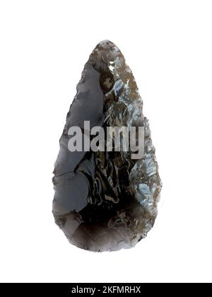 Neolithic obsidian arrowhead on white background Stock Photo - Alamy